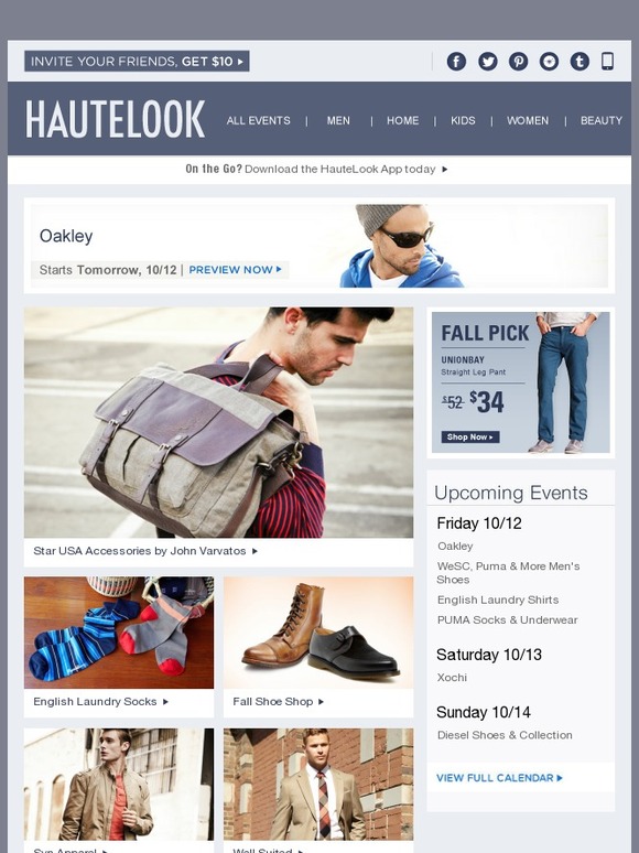 HauteLook: Star USA Men's Accessories by John Varvatos, English Laundry ...