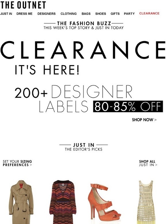 The Outnet: Clearance! 80-85% off 200+ designer labels | Plus Just In ...