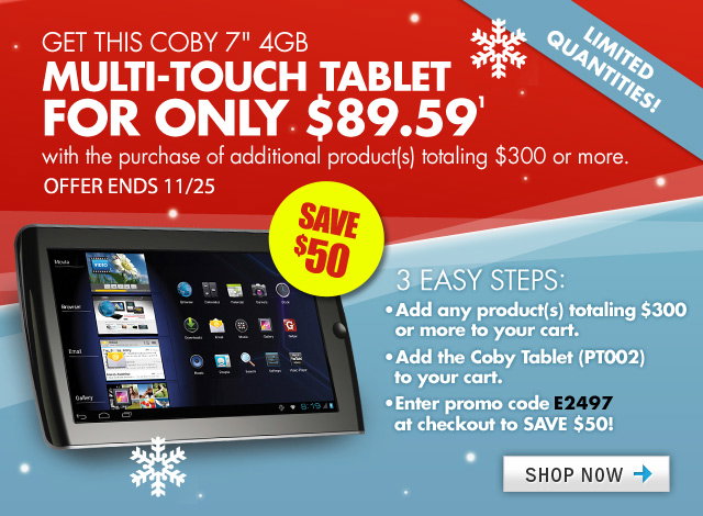 Fingerhut: Fingerhut: Get a Coby 7" 4GB Muti-Touch Tablet (PT002) for ...