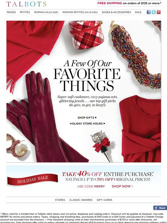 Talbots: 40% Off Everything + Our Favorite Gifts Of The Season. | Milled