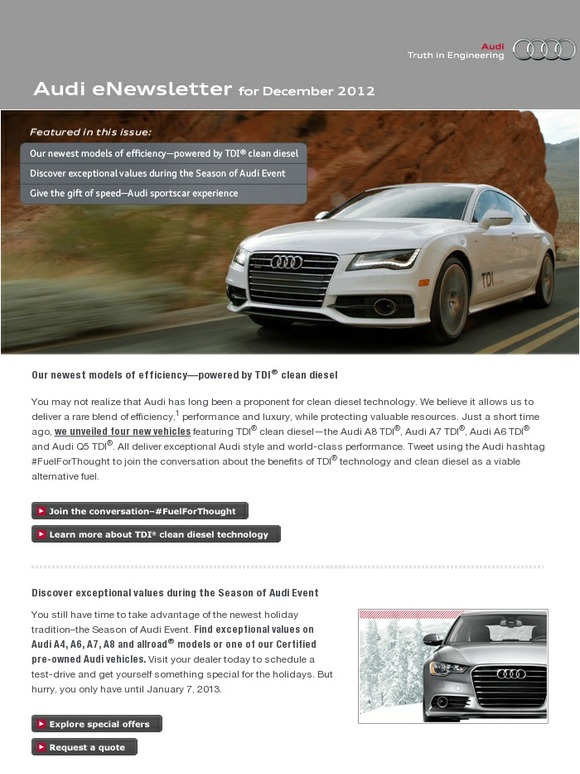 Audi: Audi news | We unveil four new TDI® clean diesel models. | Milled