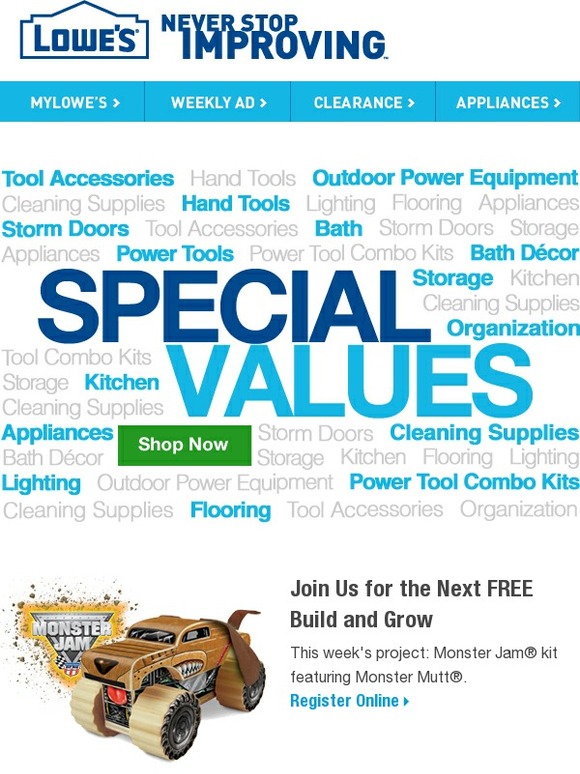 Lowe's: Sunday? Fun Day. This Week's Special Values. | Milled