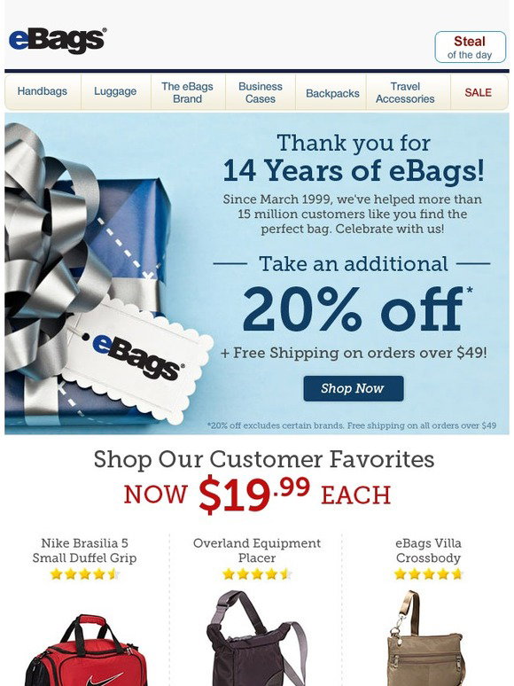 eBags: Happy Birthday eBags! | Milled