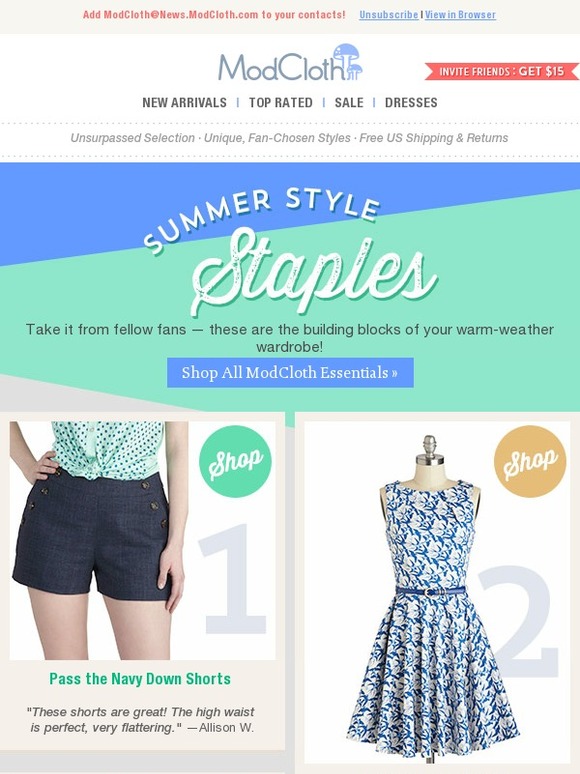 Modcloth: 5 fundamental pieces for fun summer looks. | Milled