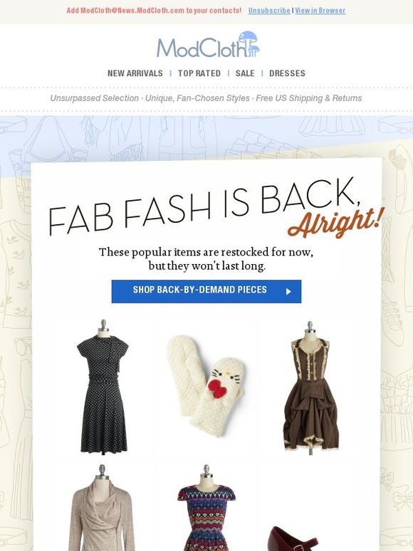 Modcloth: Back in action. | Milled