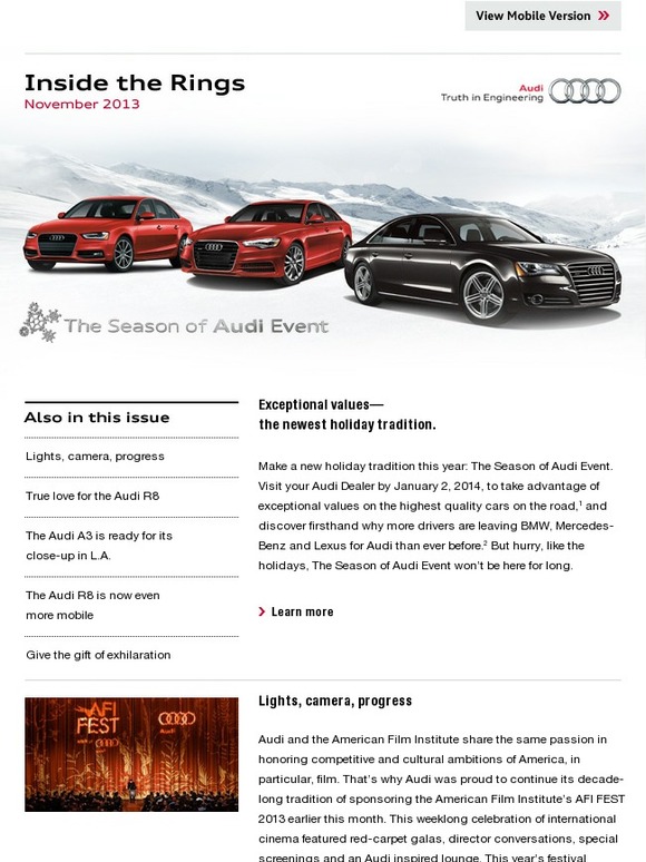 Audi: Inside the Rings | Find exceptional values at The Season of Audi ...