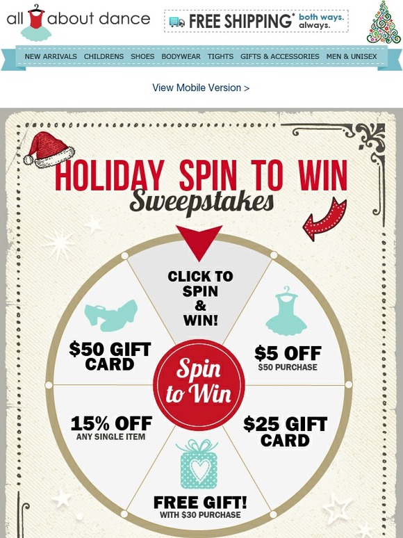 Discount Dance Supply: Spin to Win Holiday Giveaway - Every Spin Wins ...