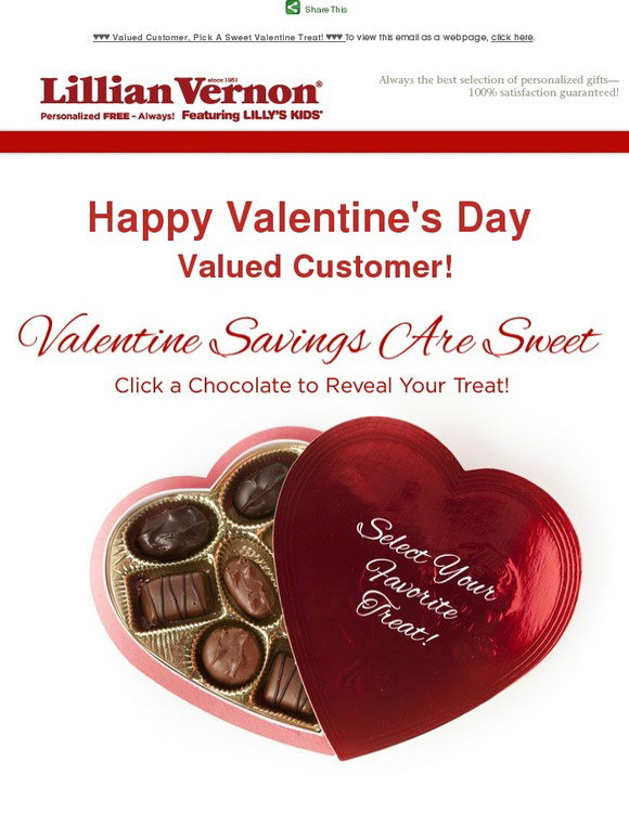 Lillian Vernon: ♥♥♥ Valued Customer, Pick A Sweet Valentine Treat! ♥♥♥ ...