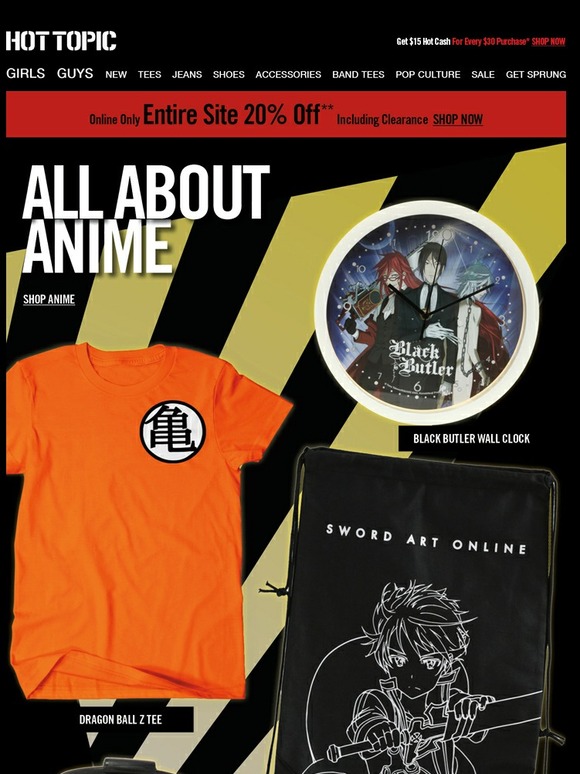 Hot Topic: Anime = life. | Milled