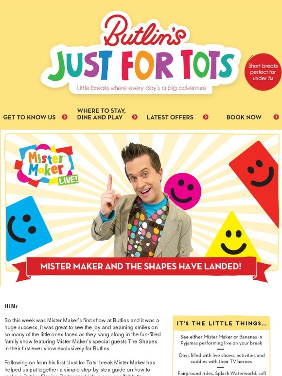 Butlins: Mister Maker's first break at Butlins! | Milled