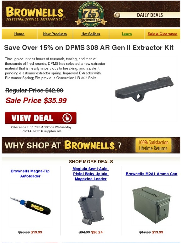 Brownells: Over 15% off DPMS 308 AR Gen II Extractor Kit | Milled