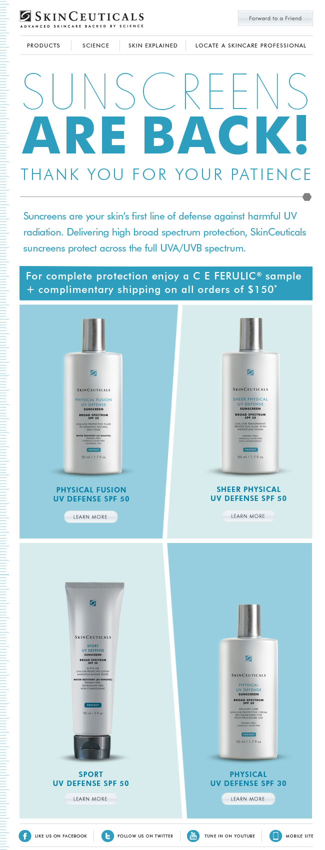 Skinceuticals: Sunscreens Are Back! Receive Complimentary Shipping ...
