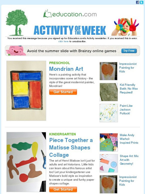 Education.com: Create a Masterpiece! Inspiring Art Activities | Milled