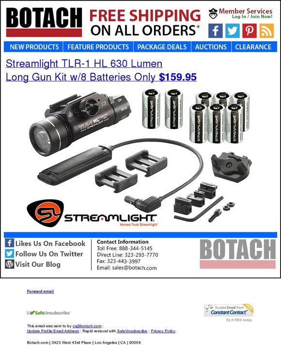 Botach Tactical: Streamlight TLR-1 HL 630 Lumen Long Gun Kit w/8 ...