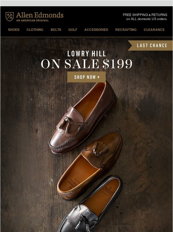 Allen Edmonds: Last Chance: Lowry Hill @ $199 | Milled