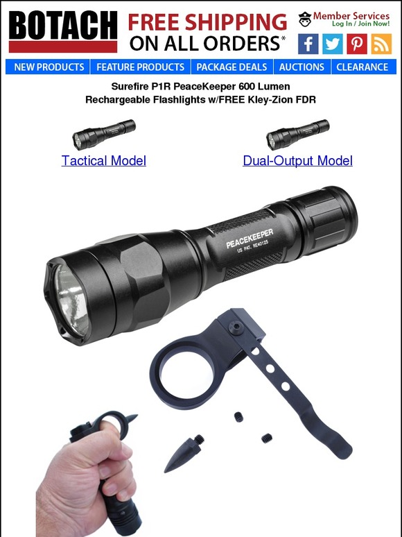 Botach Tactical: Surefire P1R PeaceKeeper 600 Lumen Rechargeable ...