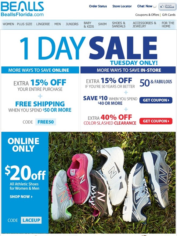 Bealls: Tuesday Only - $10 Off + Extra 15% Off + Extra 40% Off ...