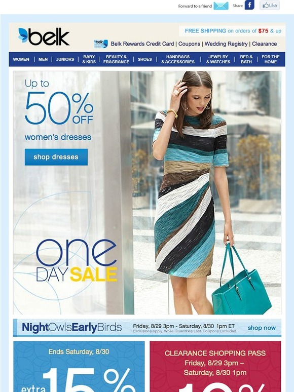 Belk: One Day Sale + Extra 15% off Sale Purchases Happening Now | Milled