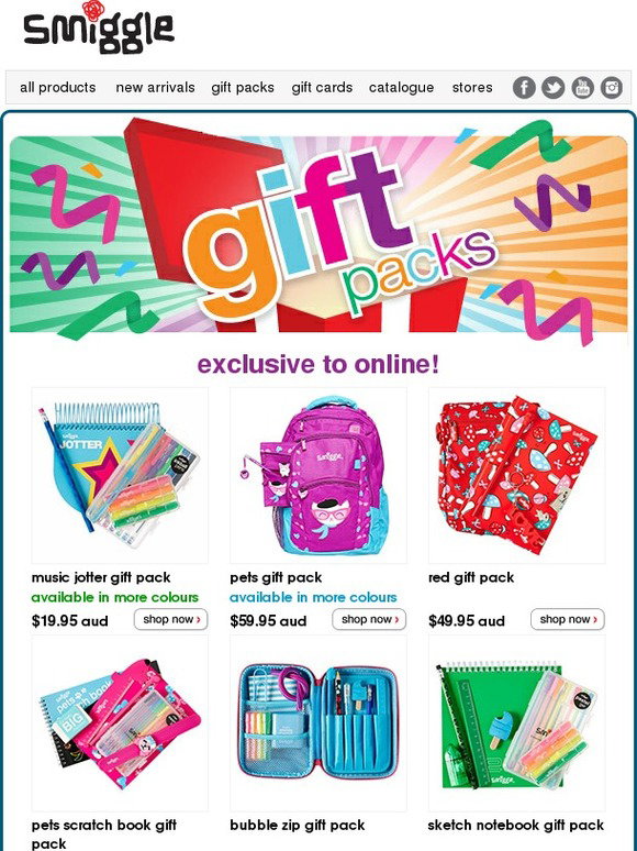 Smiggle: online only! new gift packs plus more sale goodies added! | Milled