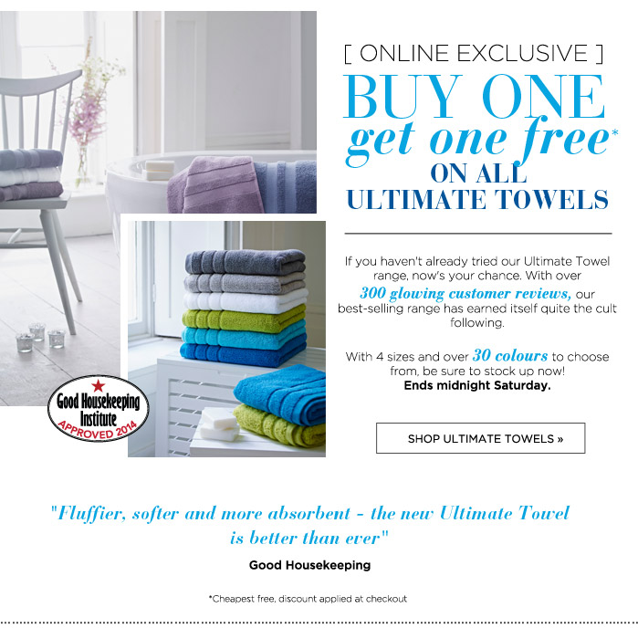 BHS: Buy one get one free on ALL ultimate towels | Milled