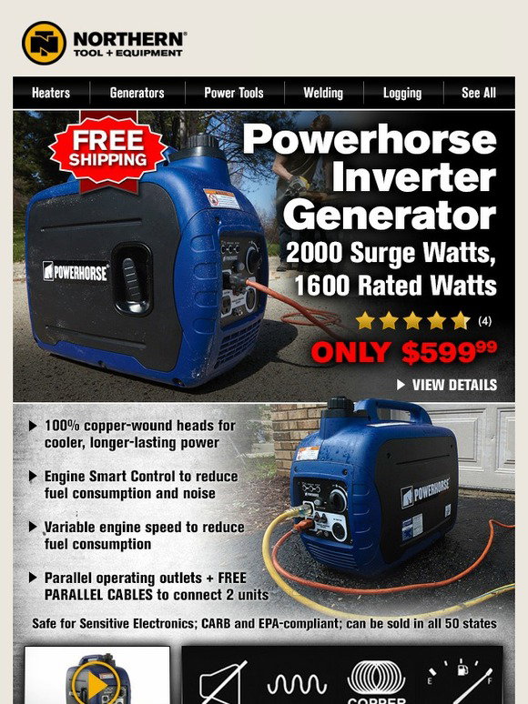 Northern Tool: The Reliable Powerhorse Inverter Generator + Free ...