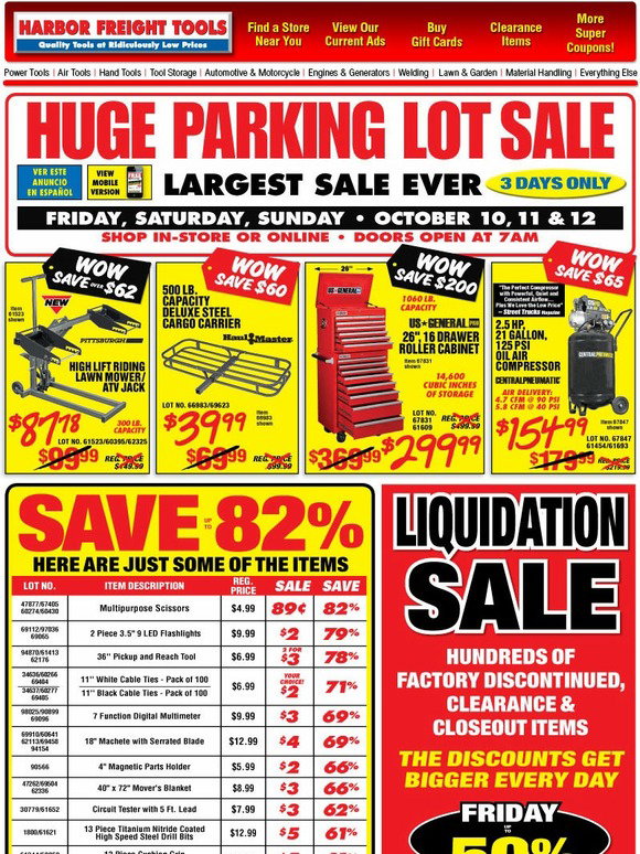 Harbor Freight Huge Parking Lot Sale Largest Sale Ever 3 Days Only Harbor Freight Huge Parking Lot Sale Largest Sale Ever 3 Days Only