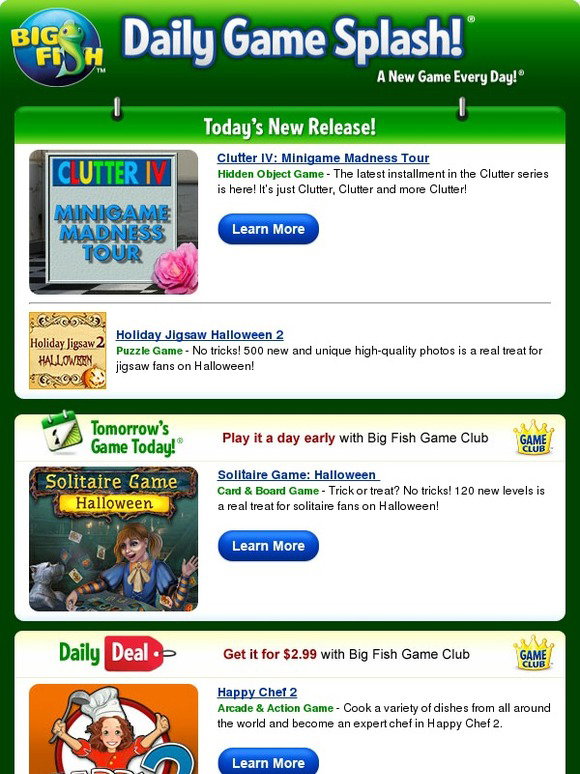 Big Fish Games: Daily Game Splash: Clutter IV: Minigame Madness Tour ...