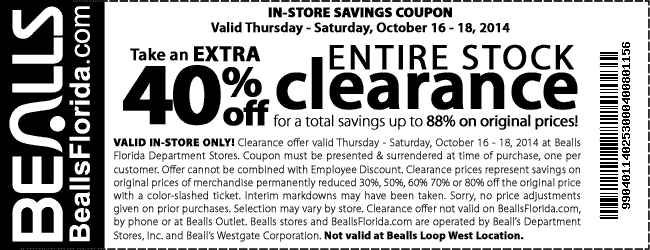 Bealls Florida: Final Day: $10 Off $25 Coupon + Extra 40% Off Clearance ...