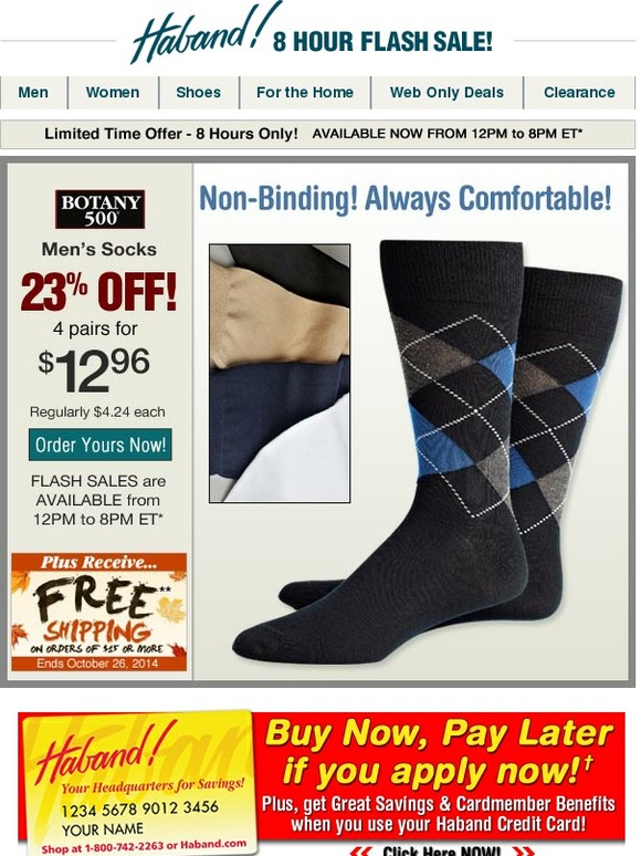 Haband: 23% OFF Men's Botany 500® Socks + FREE Shipping! | Milled