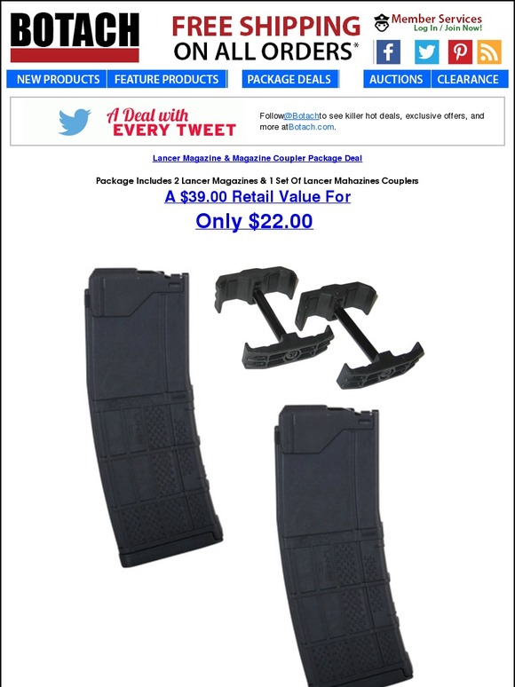 Botach Tactical: Lancer Magazine & Coupler Package Deal $22.00 | Milled