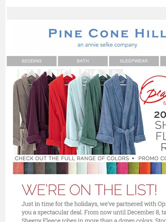 Pine Cone Hill: Oprah's favorite things: Sheepy Fleece robes at 20% off ...