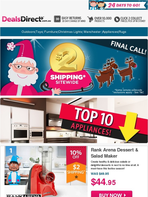 DealsDirect: 6HRS to GO! Sitewide $2 Shipping* Ends Midnight + Here's ...