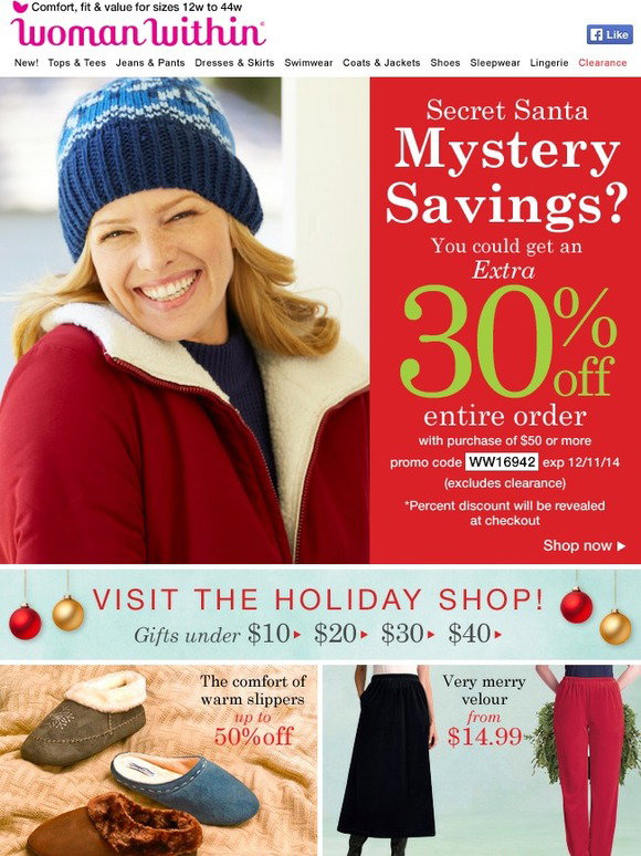 Woman Within: Get up to 50% off your entire order, your secret Santa ...