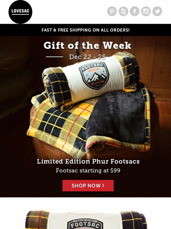LoveSac: Footsac Blankets Starting at $99 + Get up to $500 in Holiday ...
