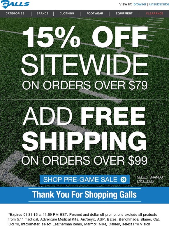 Galls: Score a Super Deal! Galls Pre-Game Sale- Kicking Off Now! | Milled