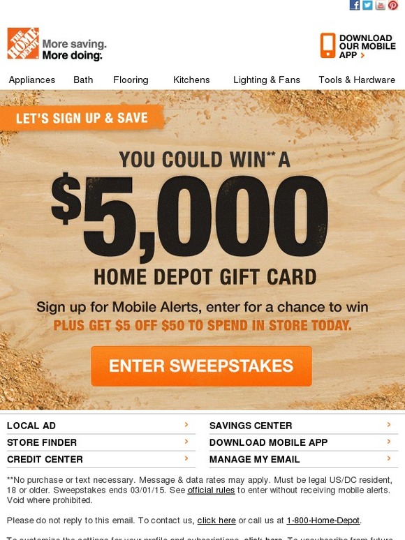 Home Depot: Enter for a Chance to Win a $5,000 Gift Card | Milled