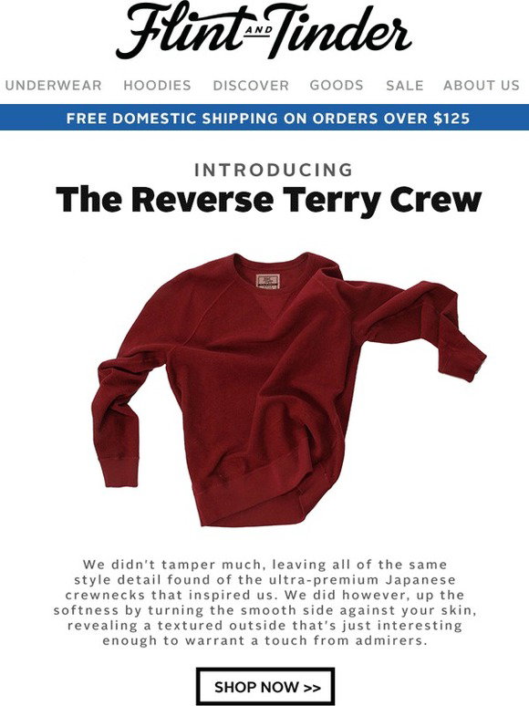 Flint and Tinder: Introducing The Reverse Terry Crew | Milled