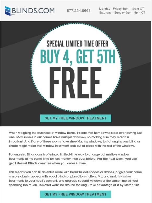 Blinds: Upgrade Multiple Windows for Less – Buy 4 Get 5th FREE | Milled