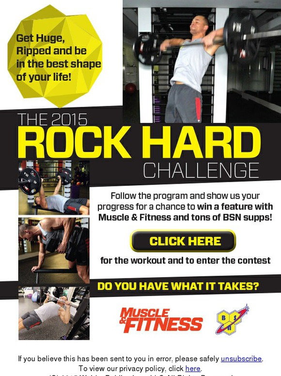 Muscle and Fitness: Get Ripped with the 2015 Rock Hard Challenge | Milled