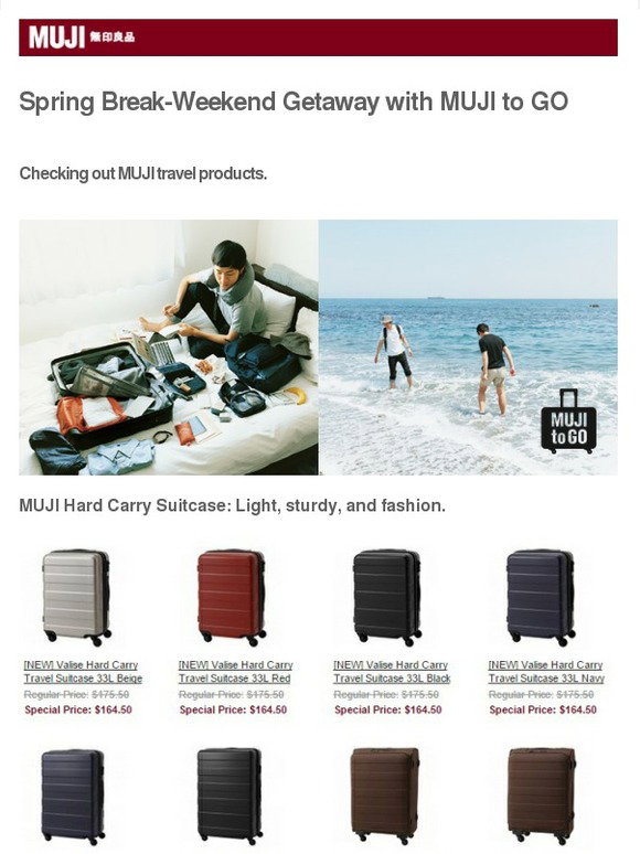 MUJI: Spring Break-Weekend Getaway with MUJI to GO | Milled
