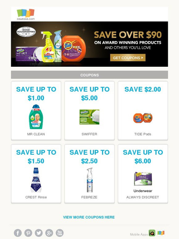 Coupons: Tide | Mr Clean | Crest | Milled