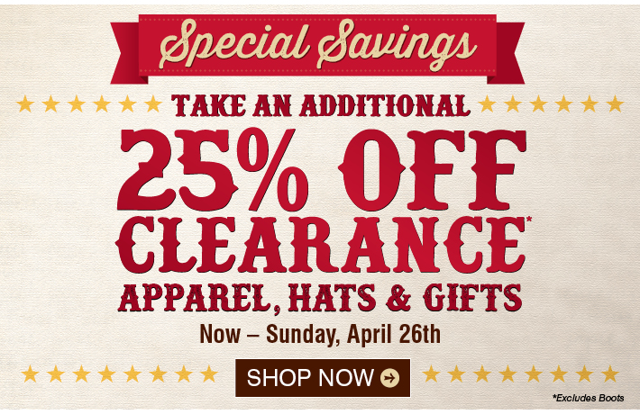 Boot Barn: Additional 25% Off Clearance | Milled