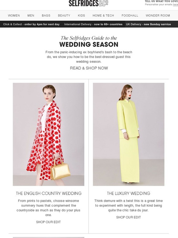 Selfridges: The Selfridges guide to the wedding season | Milled