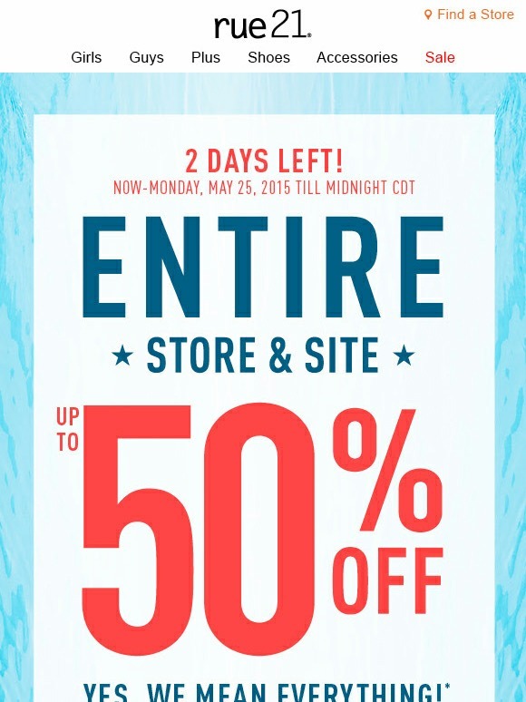 rue21: Only 2 Days Left To Shop Up To 50% Off Entire Store! | Milled