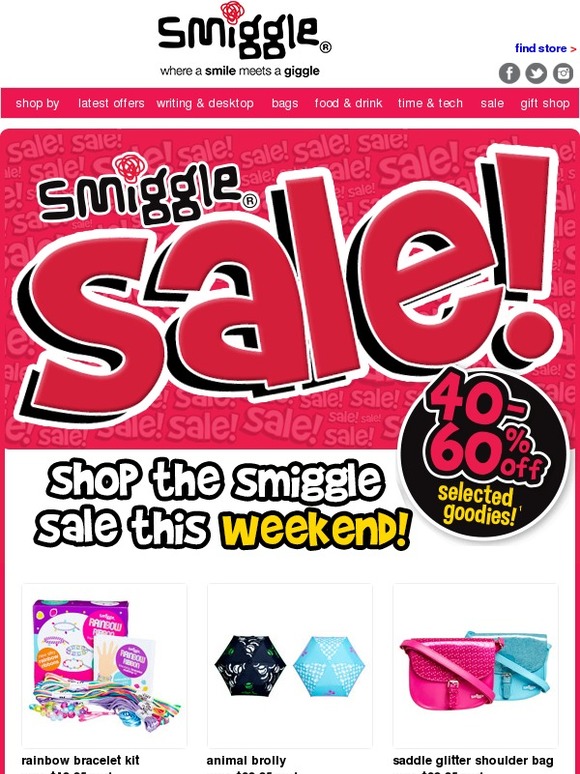 Smiggle: shop the smiggle sale this weekend & enjoy 40-60% off selected ...