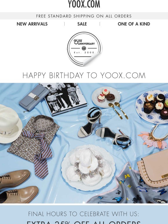 YOOX: Final Day: Celebrate our birthday with an EXTRA 25% off! | Milled