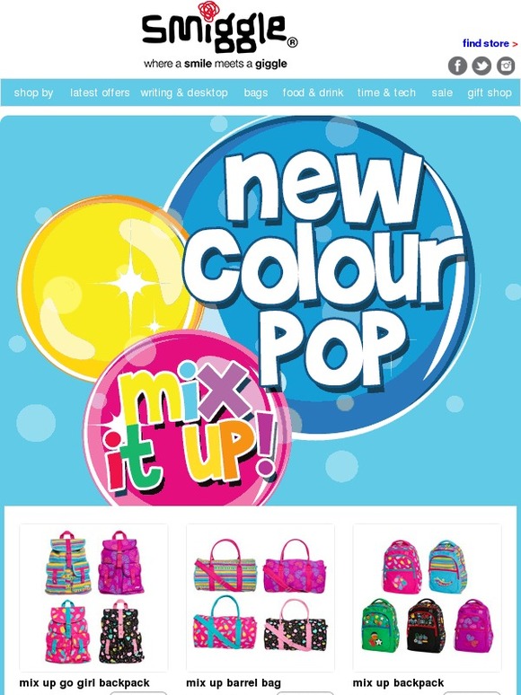 Smiggle: pop into smiggle for the all new colour pop range!! | Milled