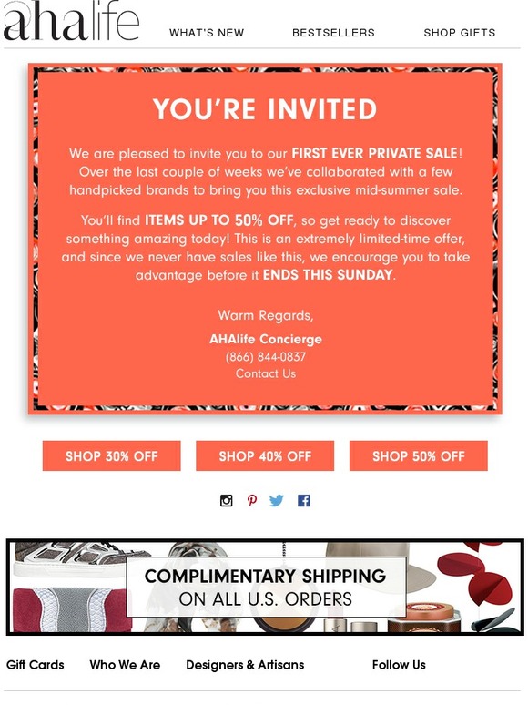 Ahalife: Private sale invitation | Milled