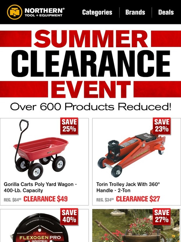 Northern Tool: Summer Clearance Event Starts Now! | Milled