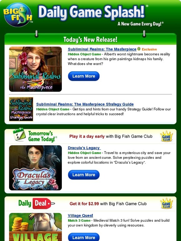 Big Fish Games: Daily Game Splash: Subliminal Realms: The Masterpiece ...